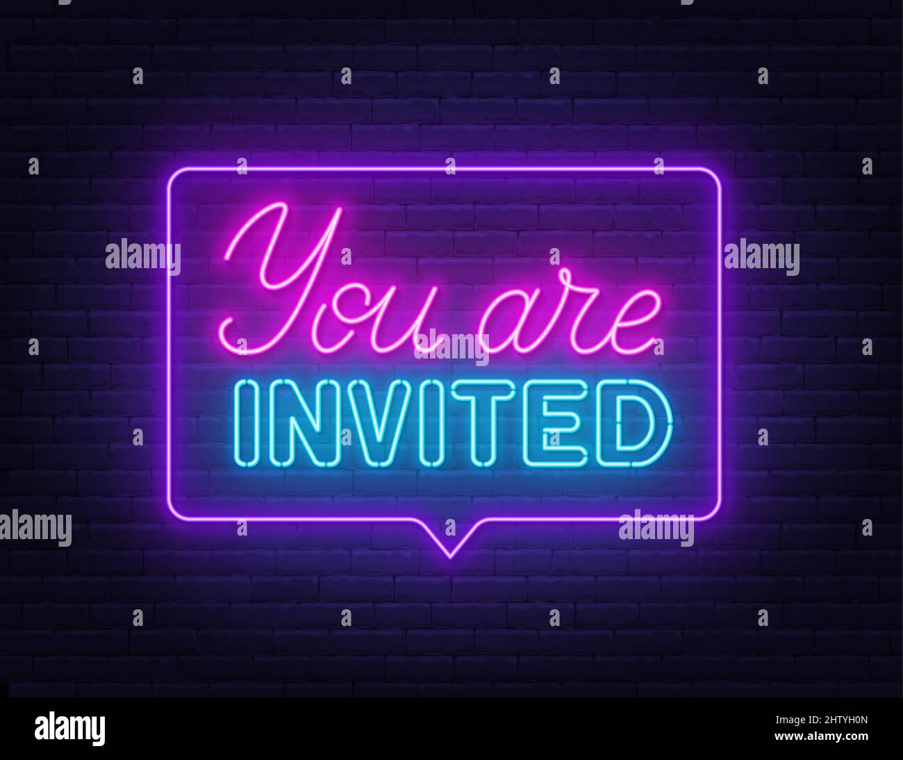 You are invited neon sign on brick wall background Stock Vector Image ...