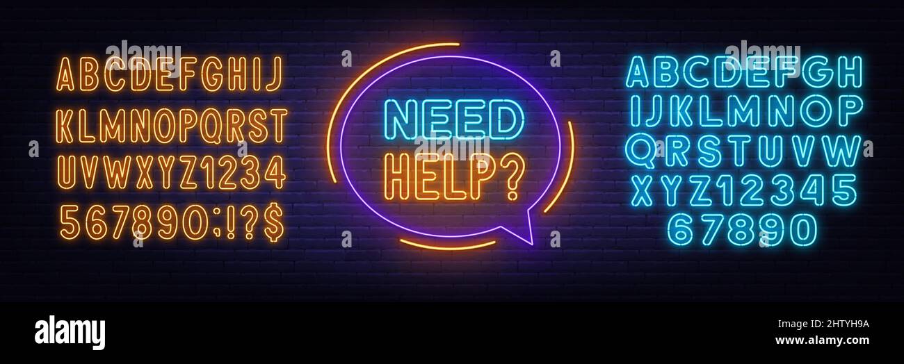 Need help neon sign on a brick background Stock Vector Image & Art - Alamy