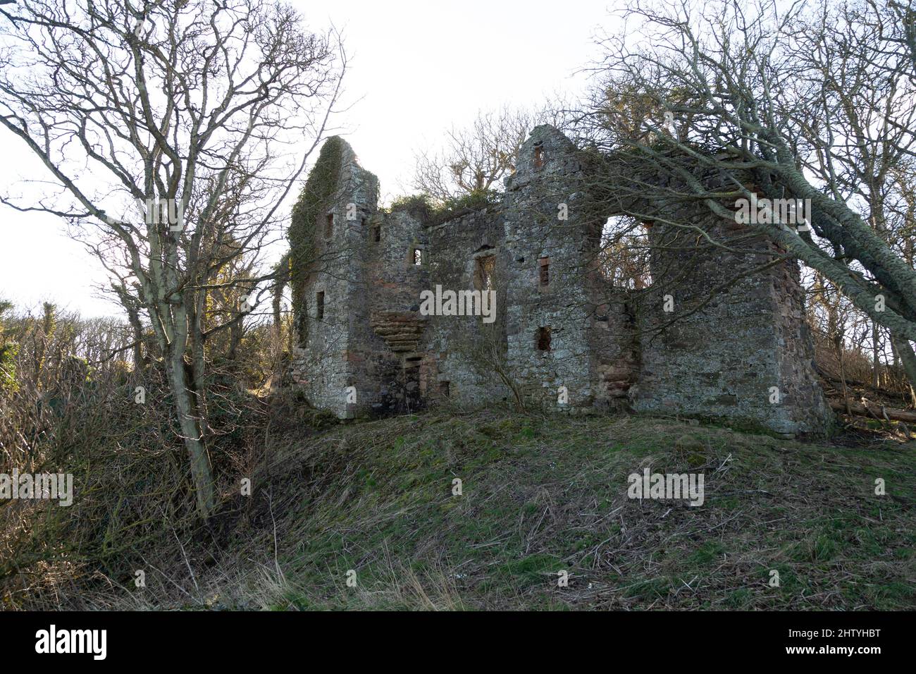 Auldhame Castle is a tower house standing on a ridge above Seacliff ...