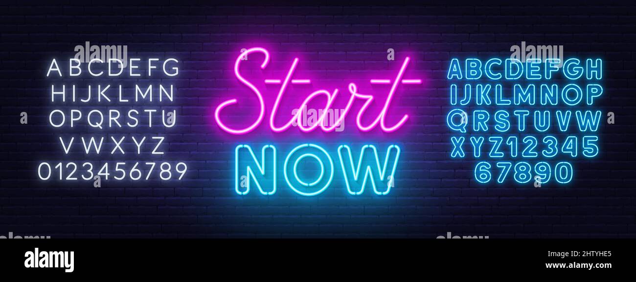 Start now neon sign on brick wall background Stock Vector Image & Art ...