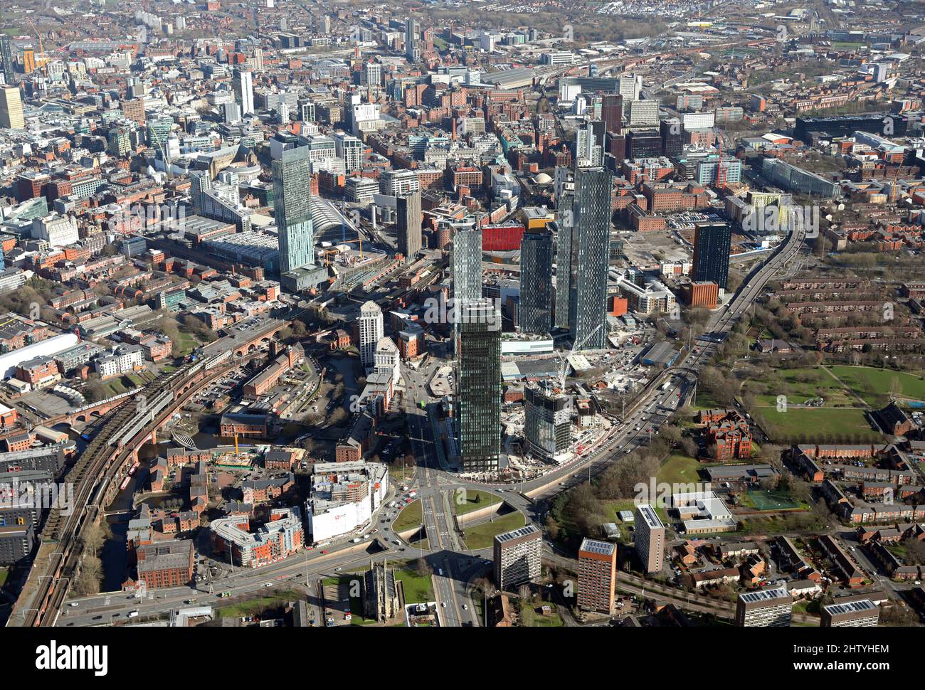 aerial view of the various apartment skyscraper developments looking ...