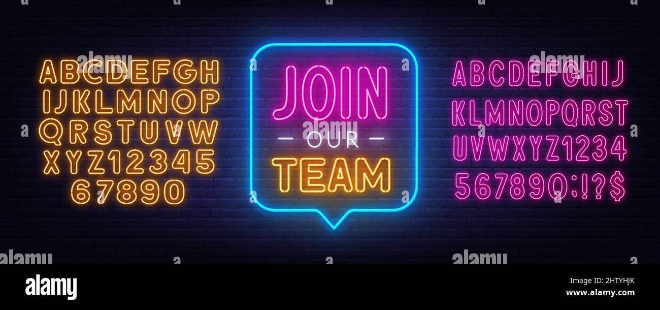 Join Our Team neon sign on a brick background Stock Vector Image & Art ...