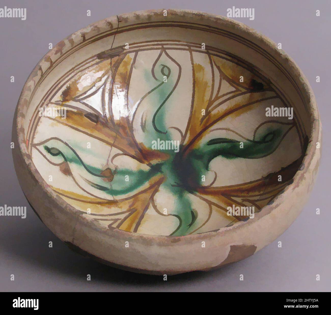 Art inspired by Bowl, 12th–13th century, Byzantine, Earthenware, glazed ...