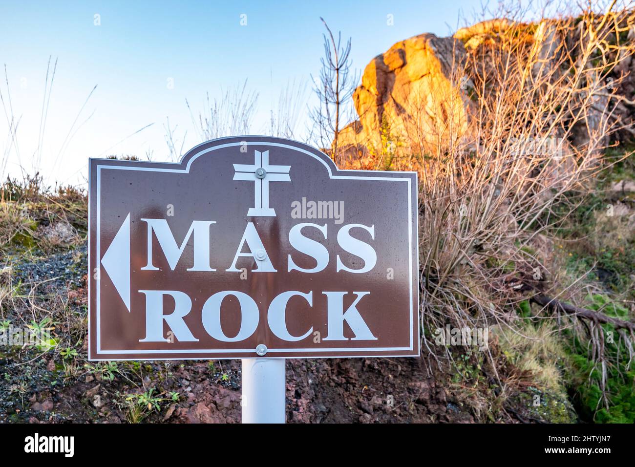 Sign pointing to the historic mass rock by Kincasslagh in County ...