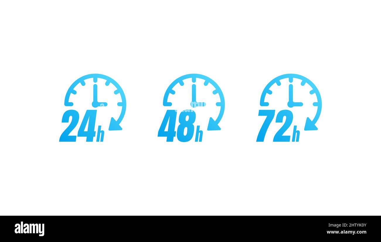 24, 48 and 72 Hours Countdown Stopwatch Color Vector Icon Set Stock ...