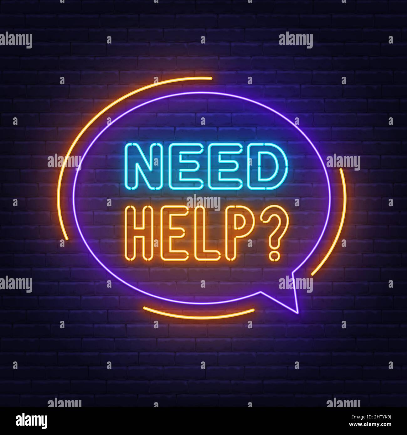 Need help neon sign on a brick background Stock Vector Image & Art - Alamy