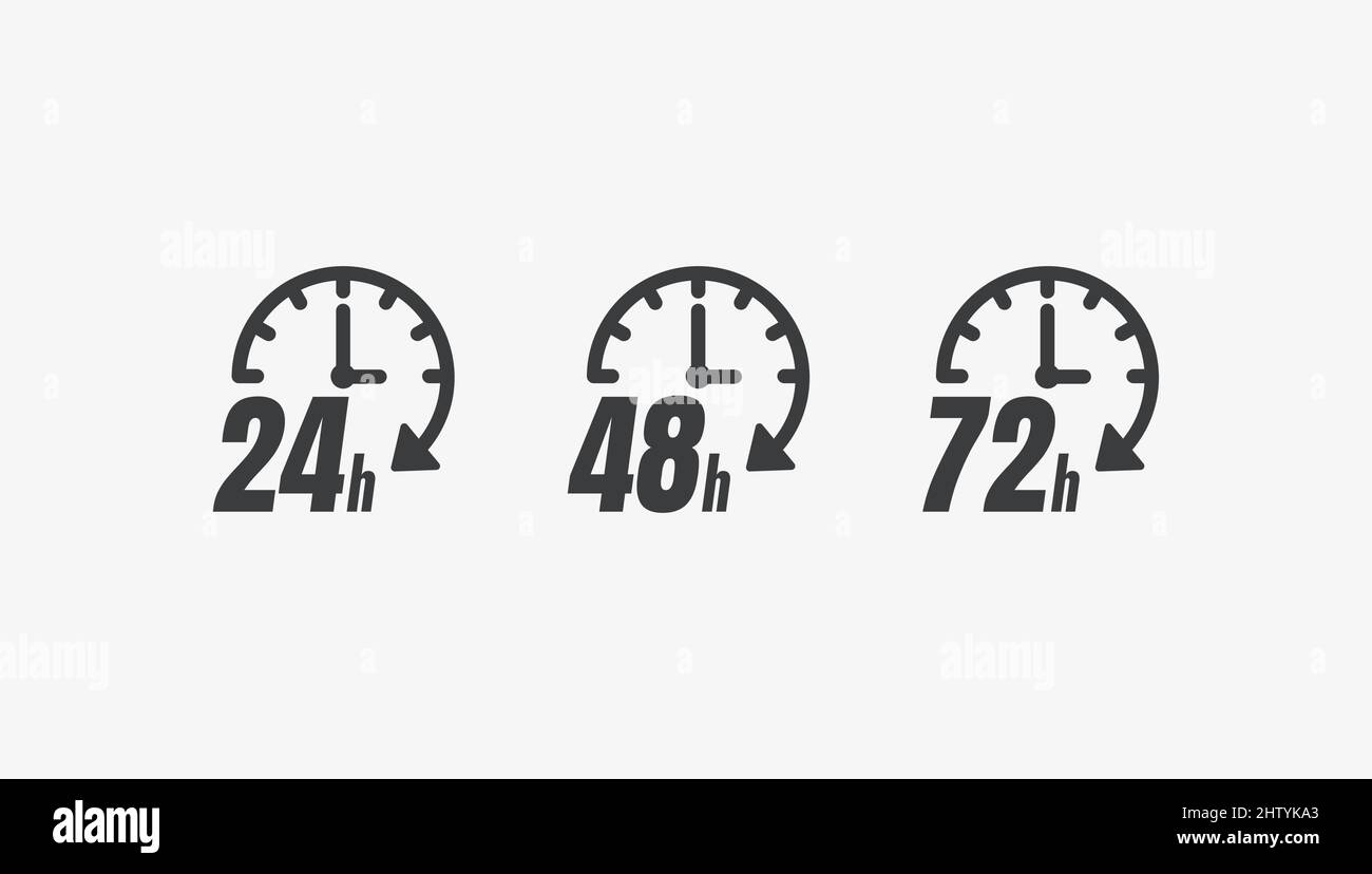 24, 48 and 72 Hours Countdown Stopwatch Flat Vector Icon Set Stock ...