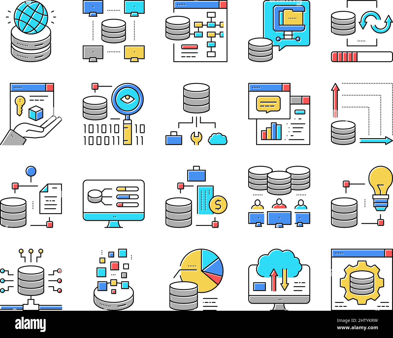 Digital Processing Collection Icons Set Vector Illustration Stock ...