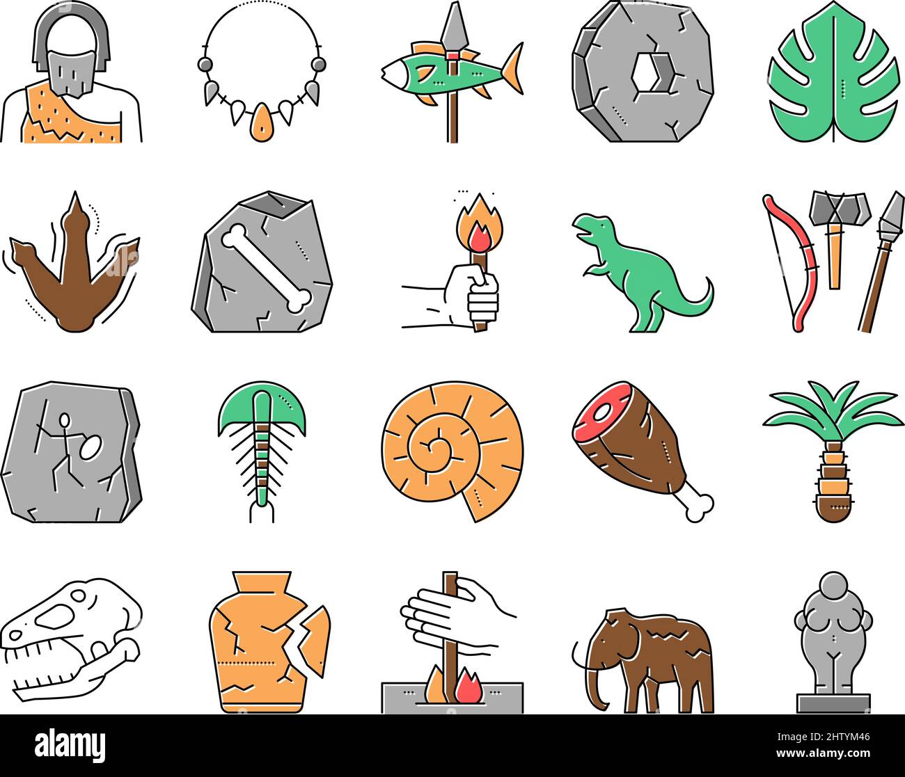Prehistoric Period Collection Icons Set Vector Stock Vector Image & Art ...