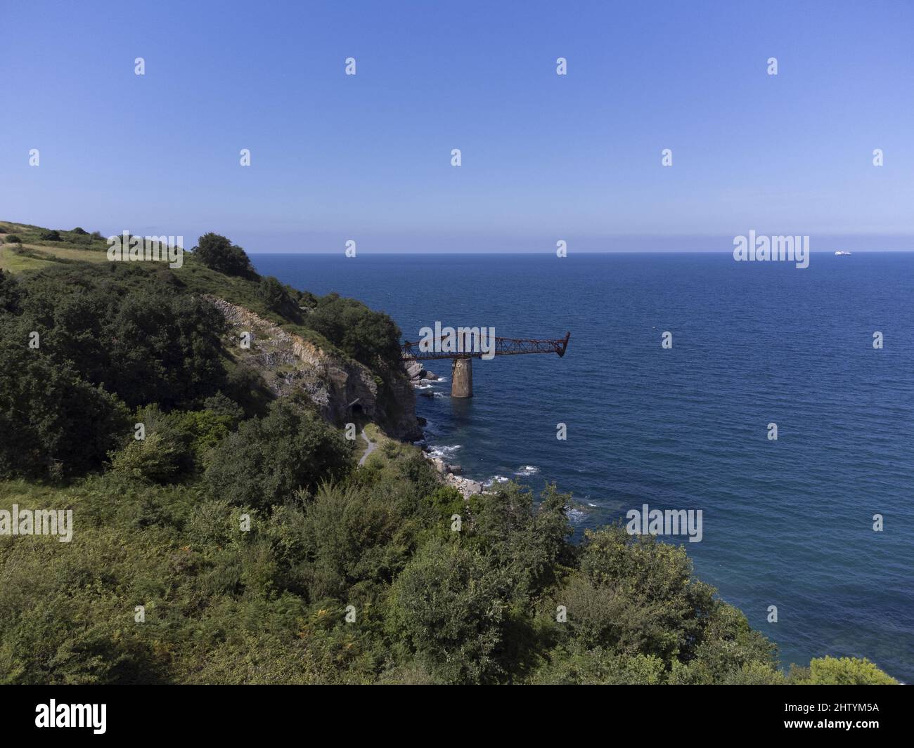 Aerial view with drone of Old abandoned ore loading dock Stock Photo ...