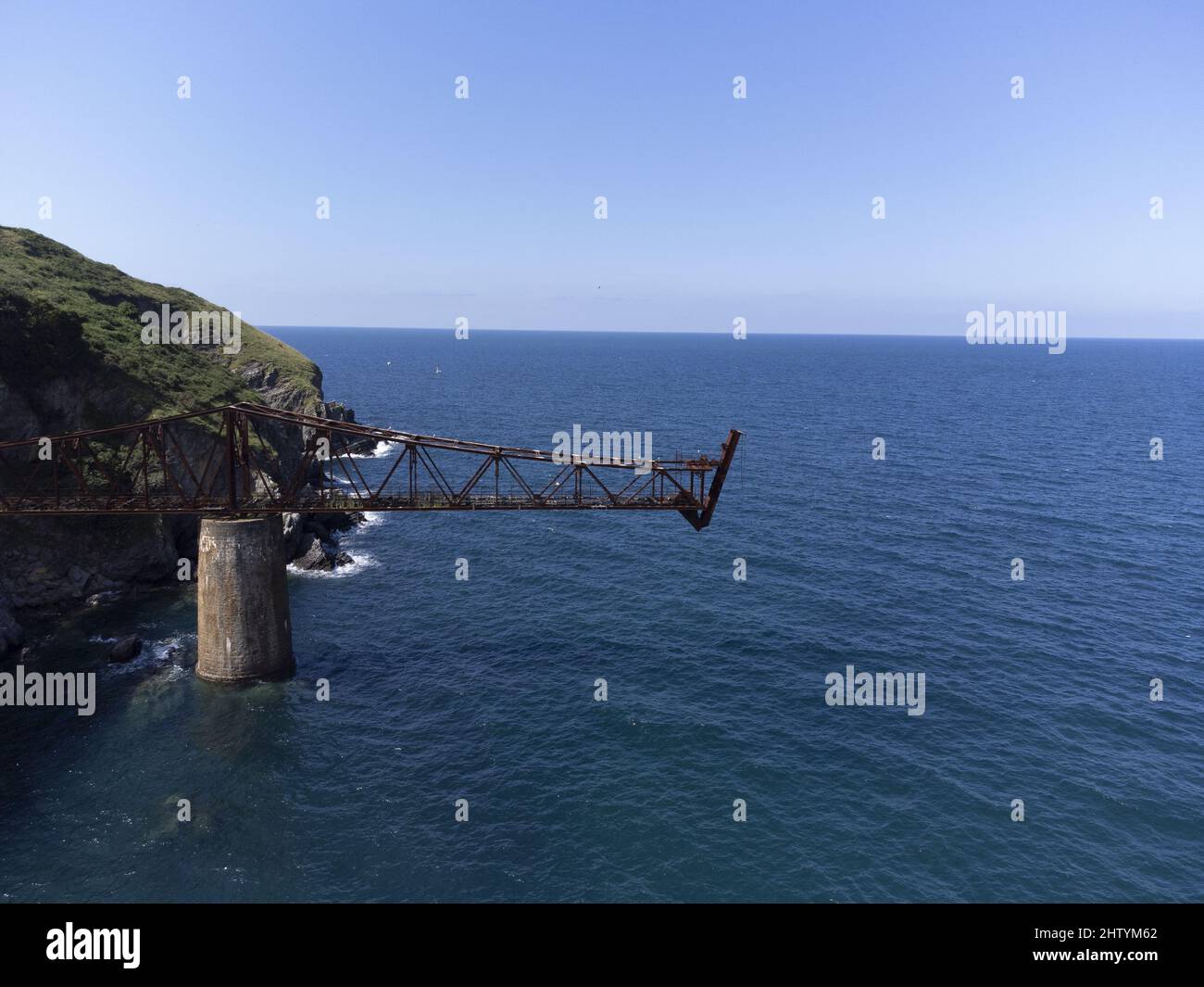 Aerial view with drone of Old abandoned ore loading dock Stock Photo ...