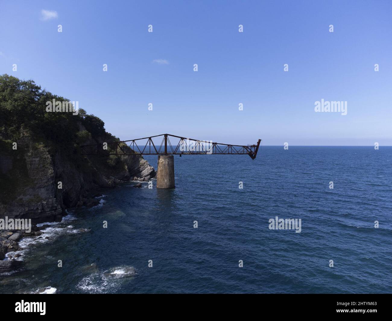 Aerial view with drone of Old abandoned ore loading dock Stock Photo ...