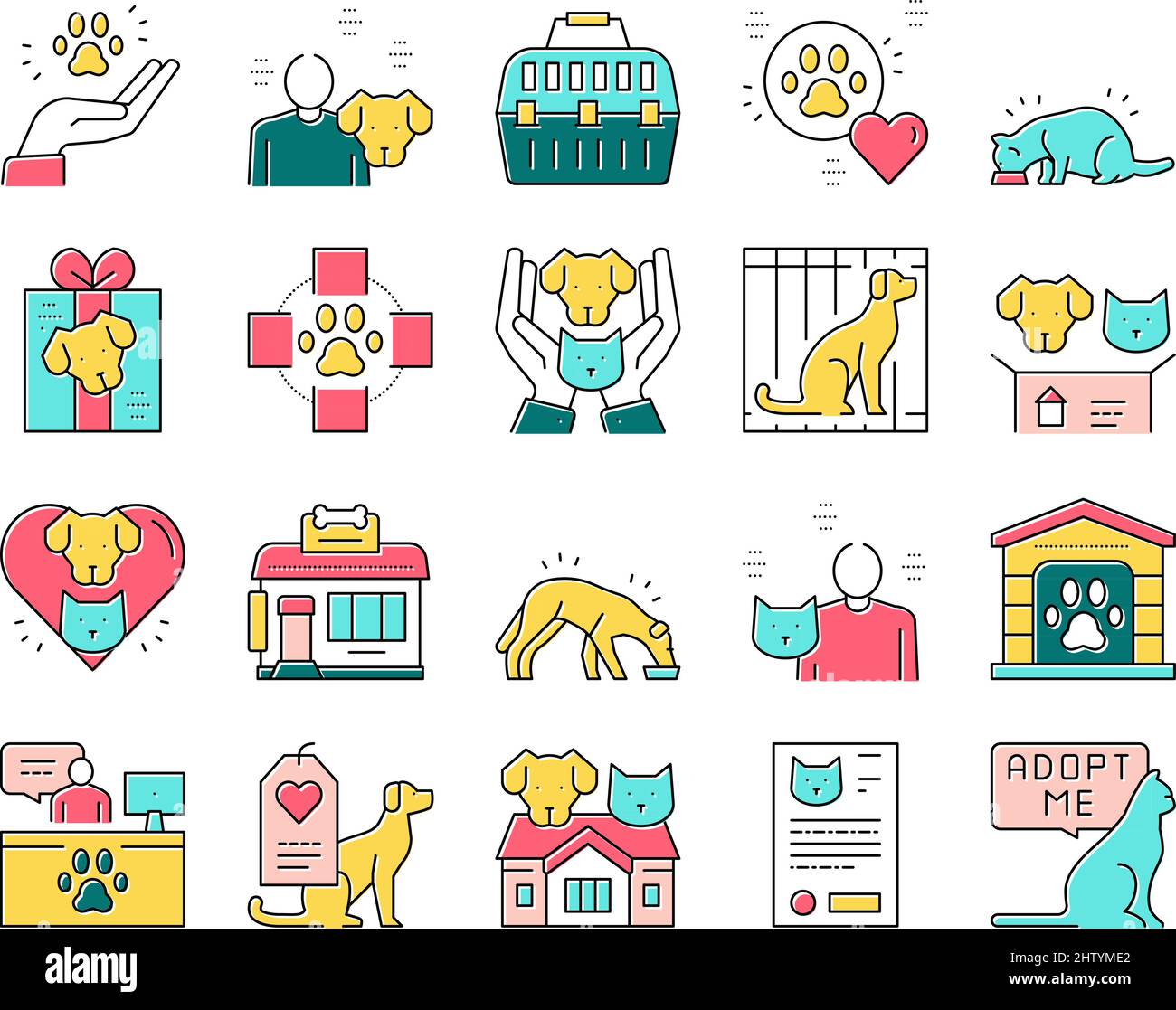 Animal Pet Shelter Collection Icons Set Vector Stock Vector Image & Art ...