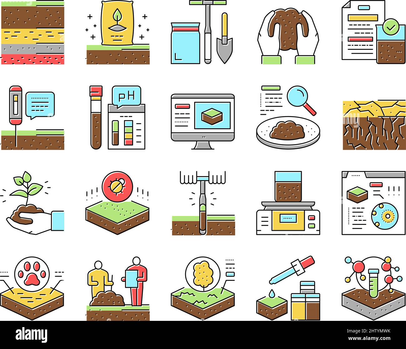 Soil Testing Nature Collection Icons Set Vector Stock Vector Image ...