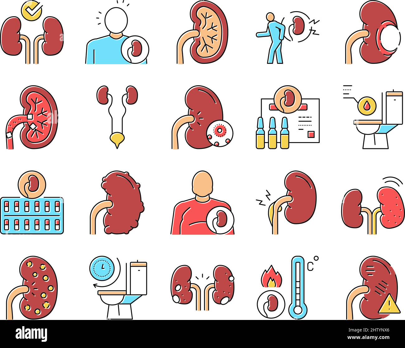 Nephritis Kidneys Collection Icons Set Vector Stock Vector Image & Art ...