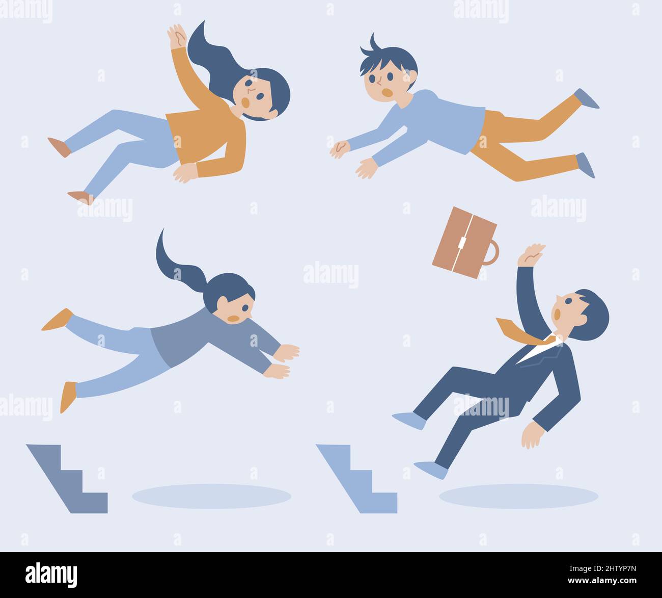 Flat design scared people falling collection Vector illustration Stock ...