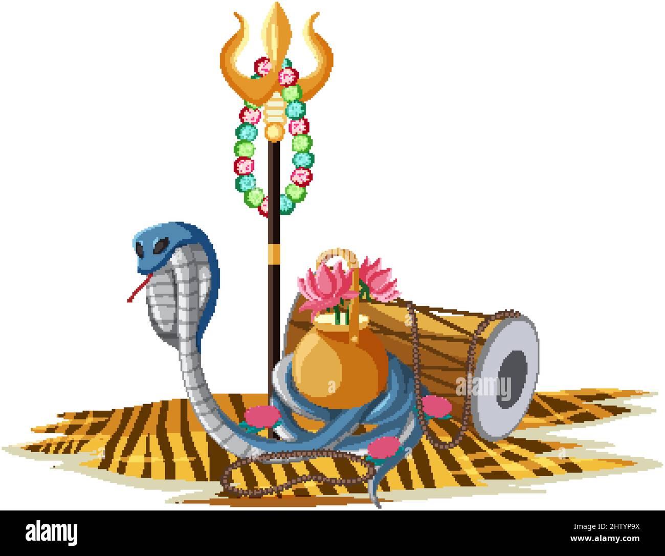 Different Indian elements and blue snake illustration Stock Vector ...