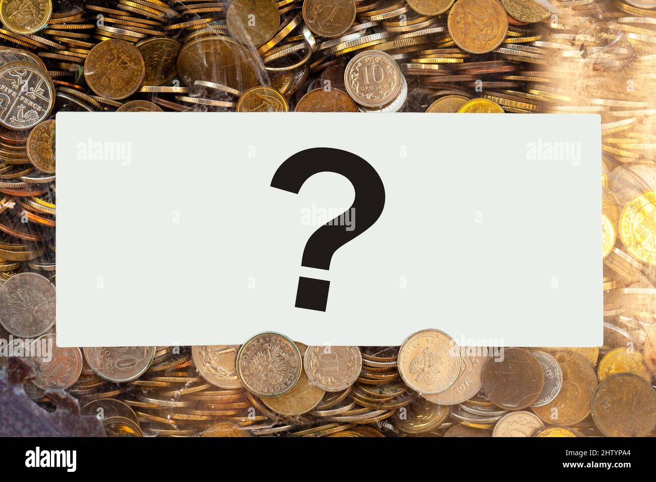 Blank empty bill, banknote template with a question mark, unknown paper ...