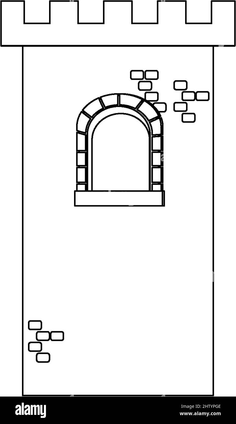 Castle tower doodle outline for colouring illustration Stock Vector ...