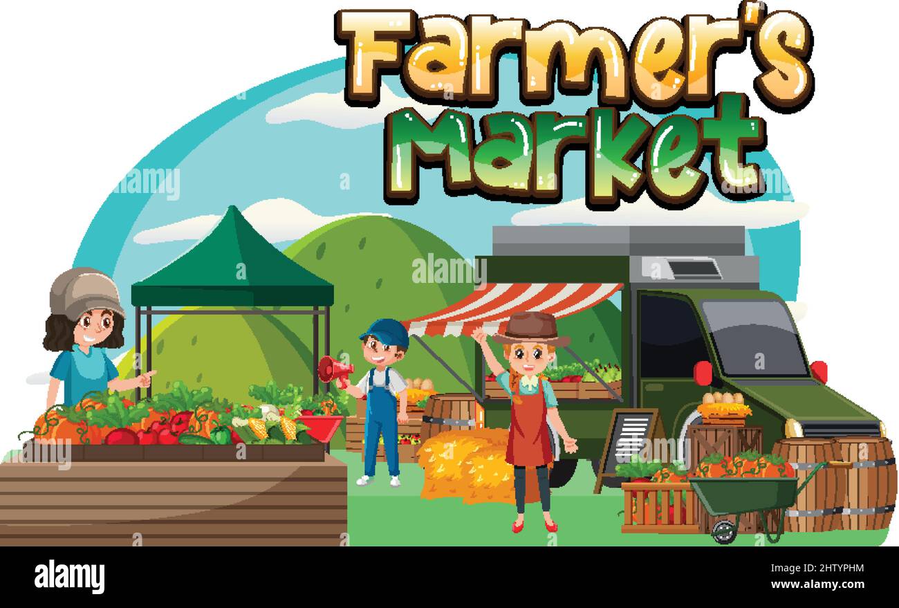 Flea market concept with farmer's market illustration Stock Vector ...