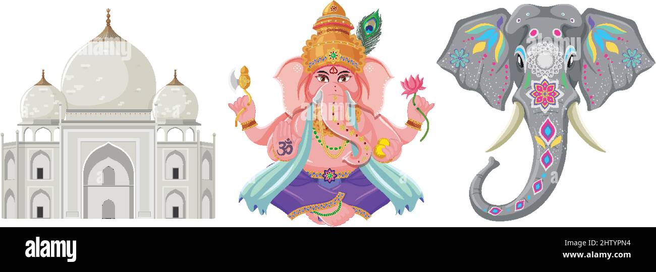 Set of Hindu element isolated illustration Stock Vector Image & Art - Alamy