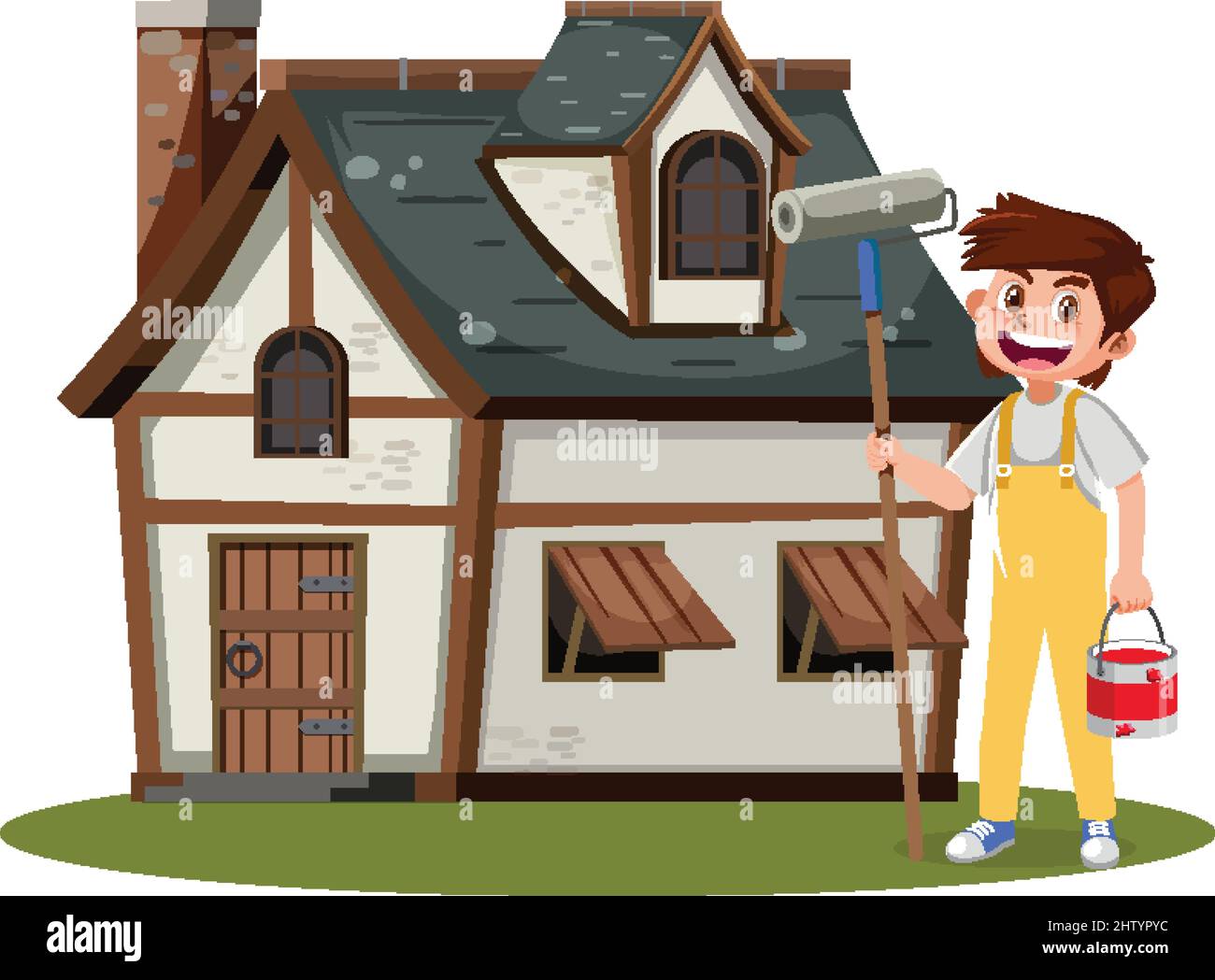 A male painter cartoon character on white background illustration Stock ...