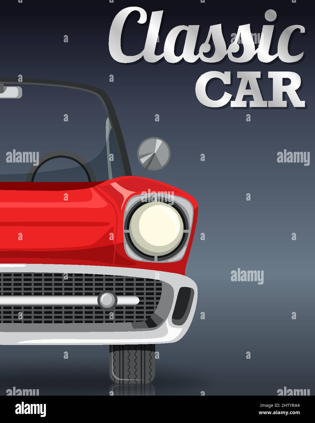 Classic car typography design with classic car on gray background ...