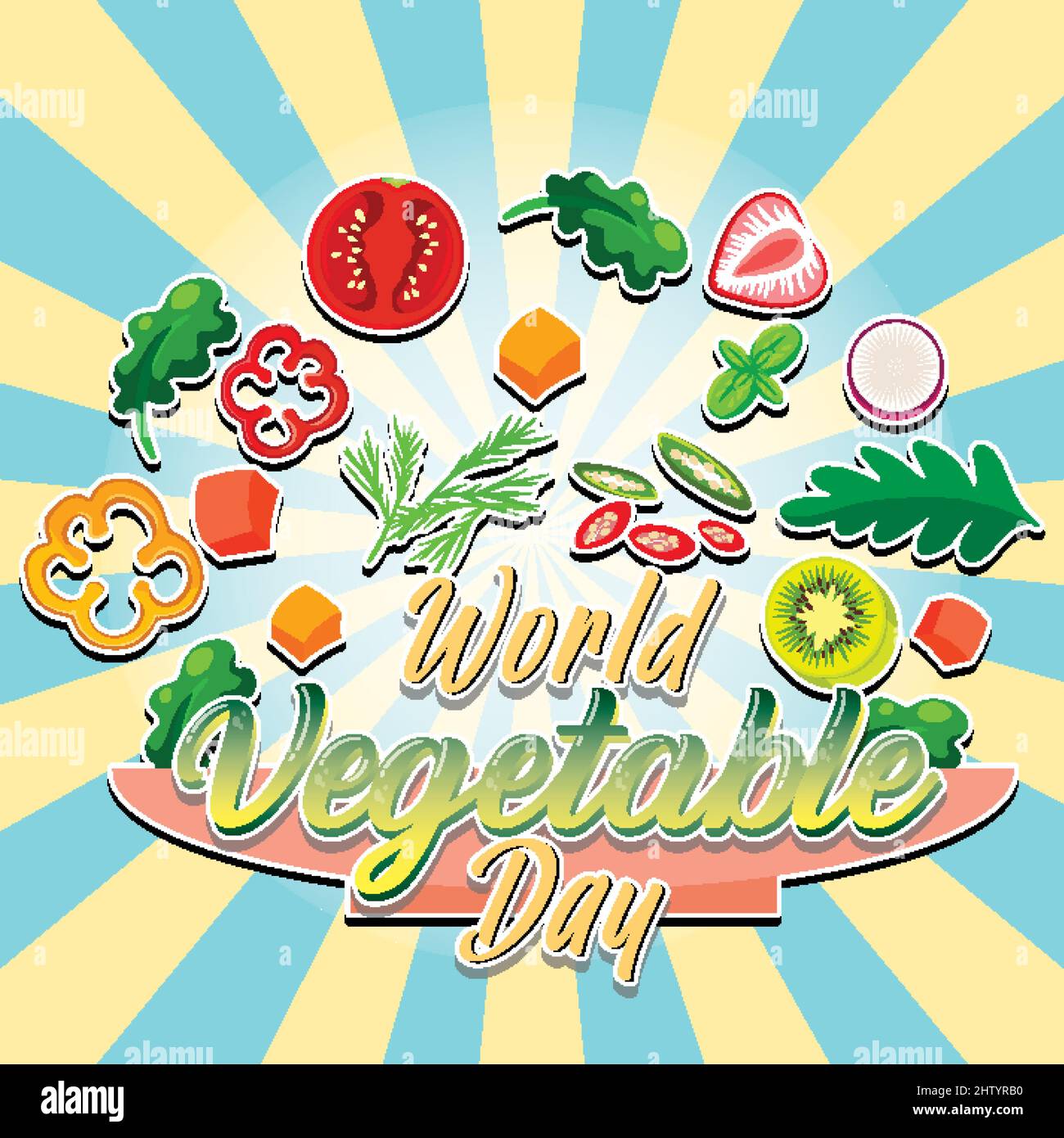 World Vegetable Day poster with vegetables and fruits illustration ...