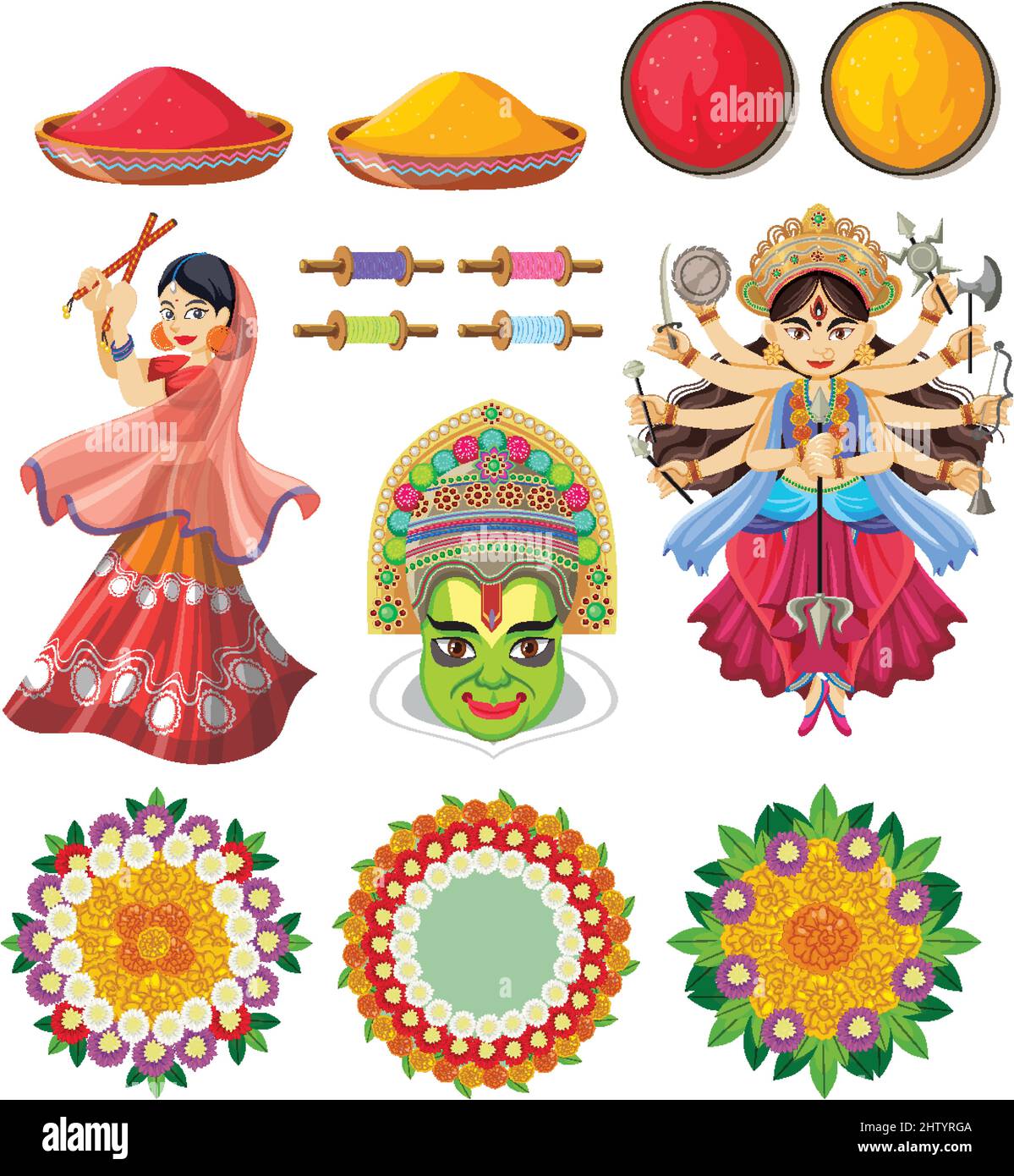 Holy object and decoration for Indian festival illustration Stock ...