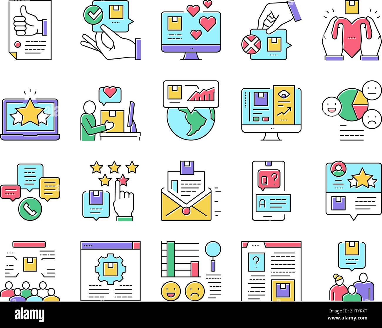 Reviews Of Customer Collection Icons Set Vector Stock Vector Image ...