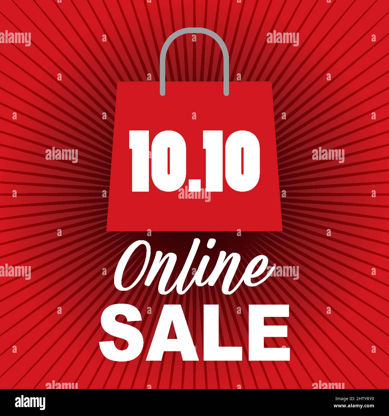 10.10 Online Sale banner with red gradient background illustration ...