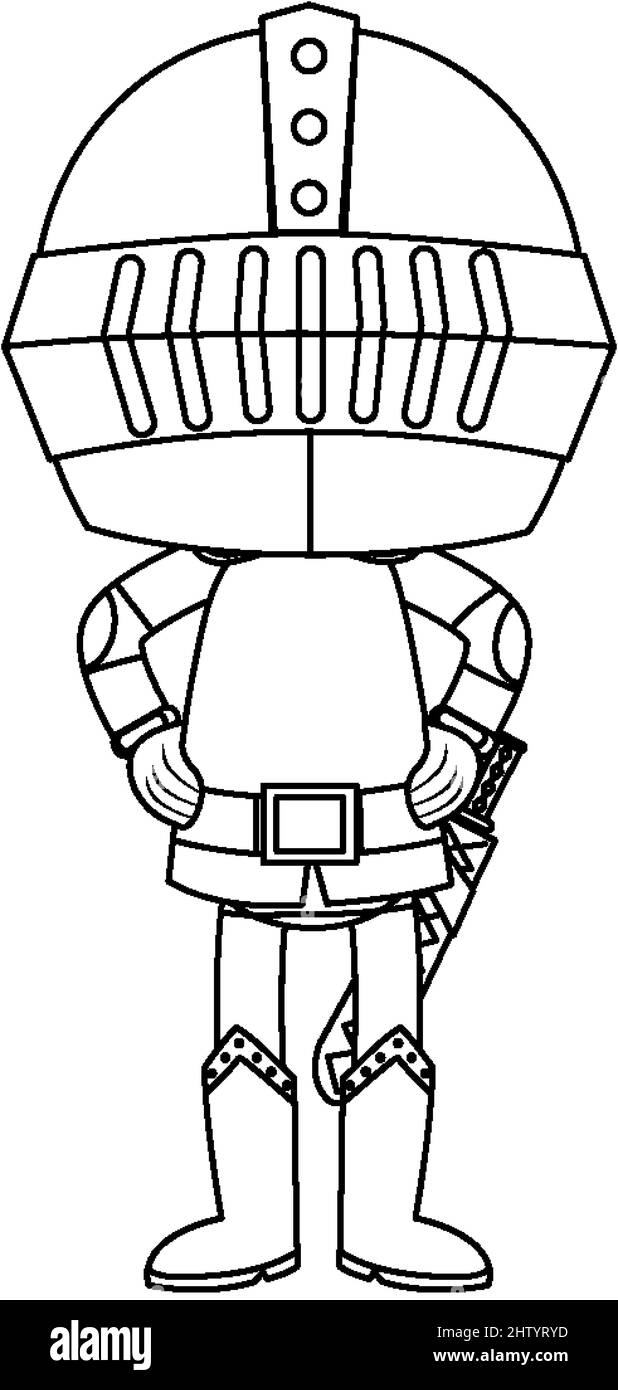Knight doodle outline for colouring illustration Stock Vector Image ...