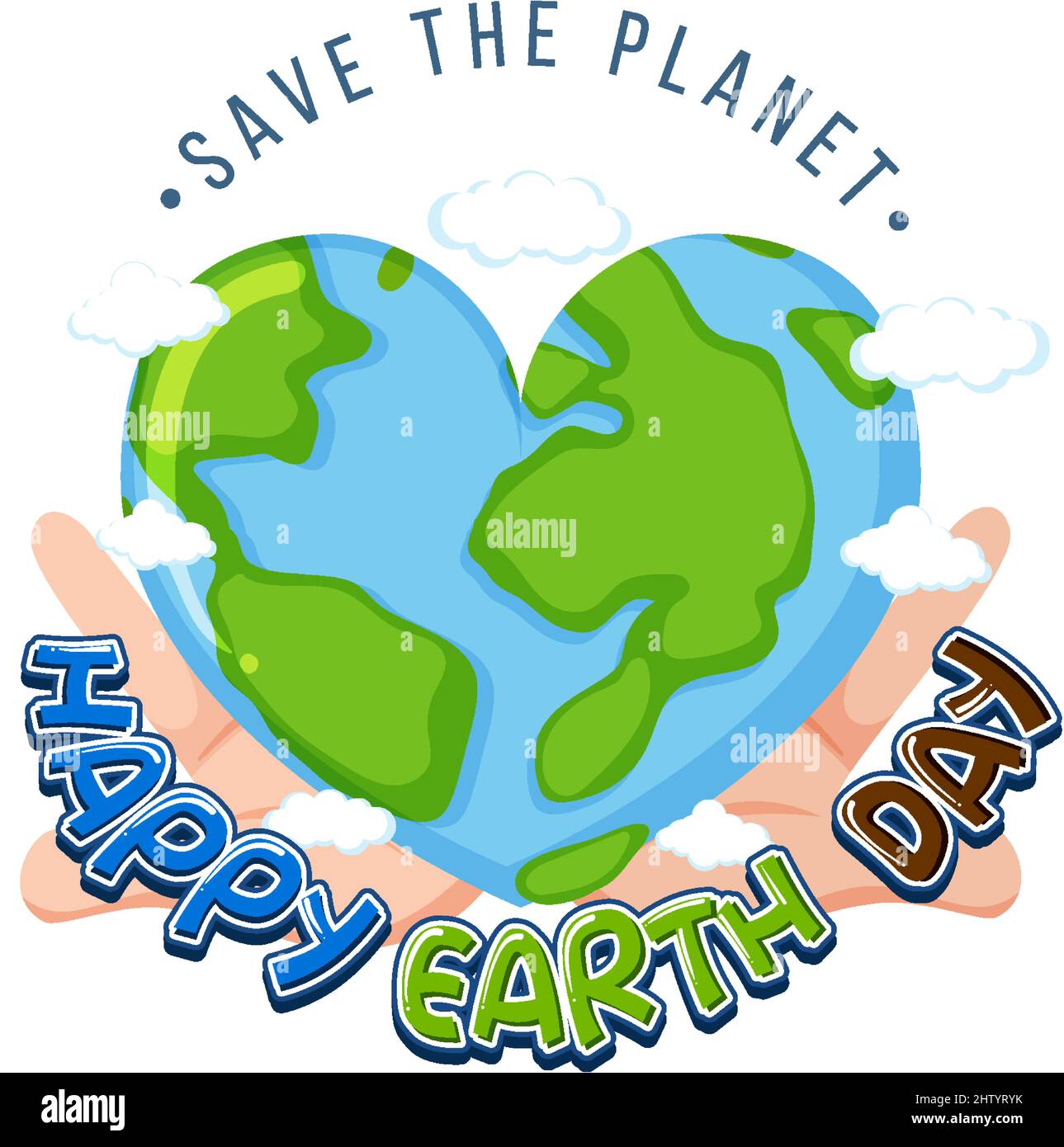 Save The Planet Concept With Happy Earth Day Typography Logo