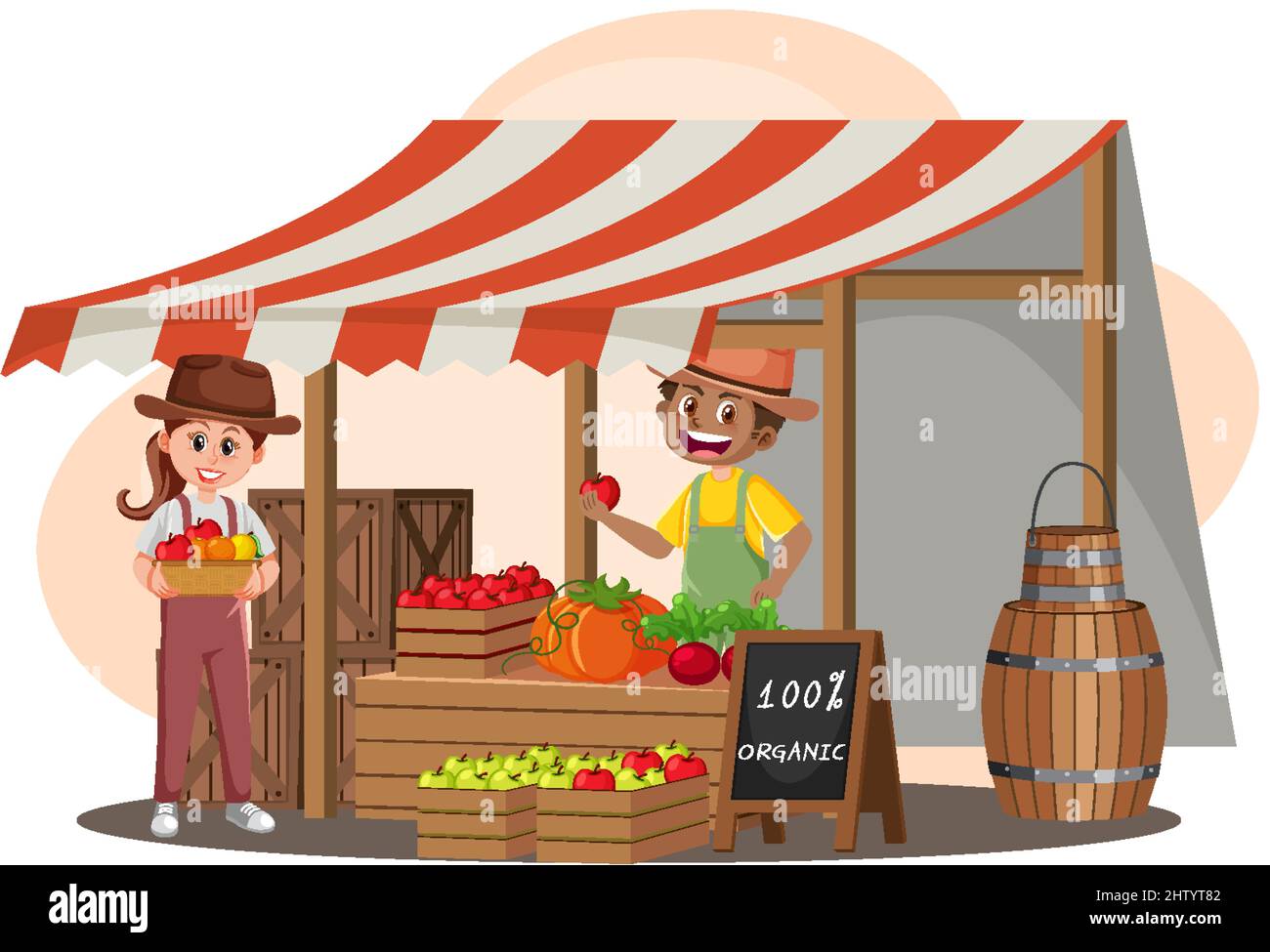 Flea market concept with fruit store illustration Stock Vector Image ...