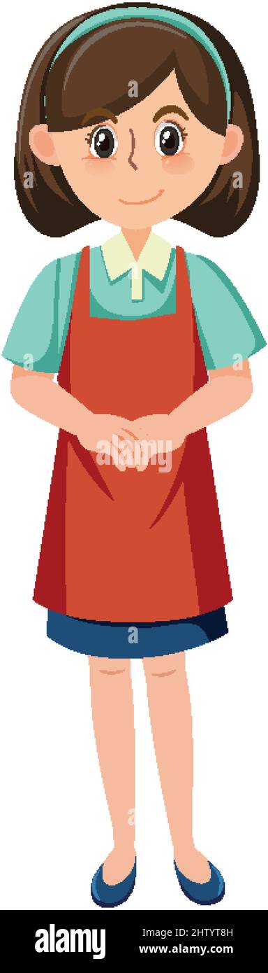 A housekeeper cartoon character on white background illustration Stock ...