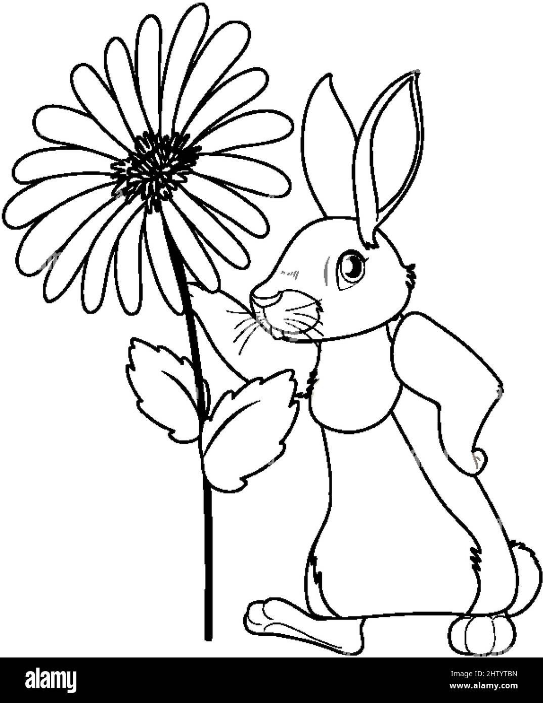 Rabbit doodle outline for colouring illustration Stock Vector Image ...