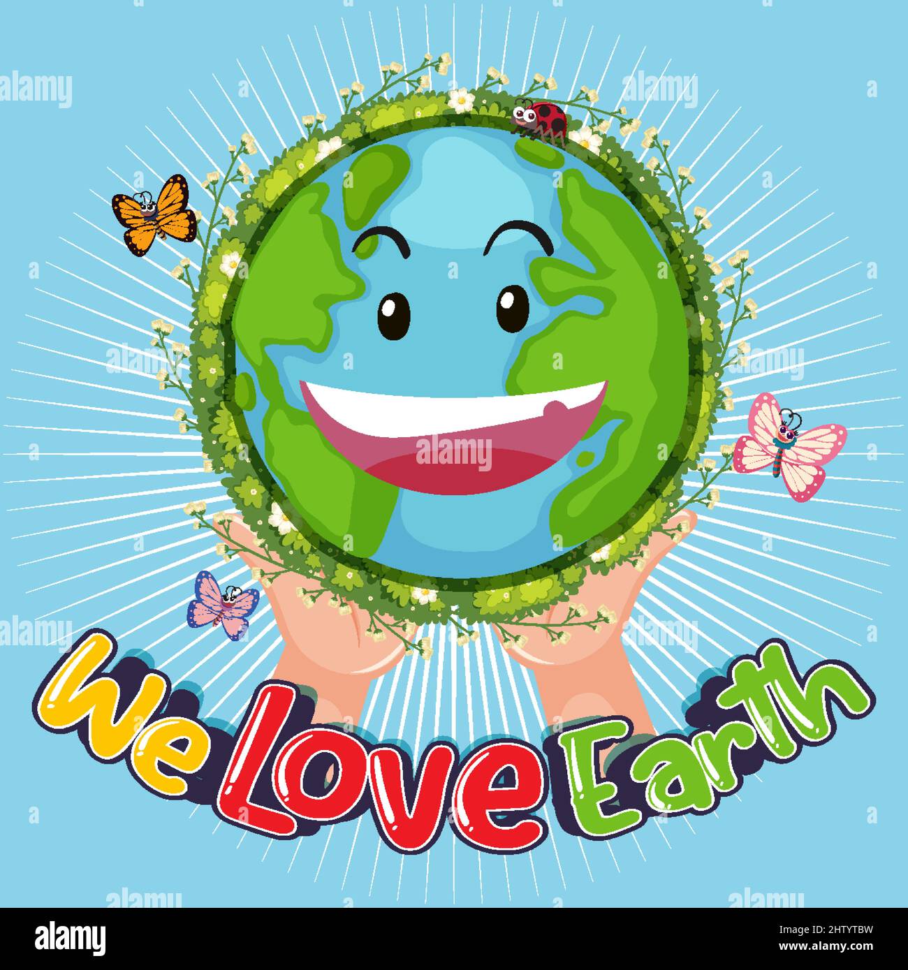 We Love Earth logo design with smiley earth illustration Stock Vector ...