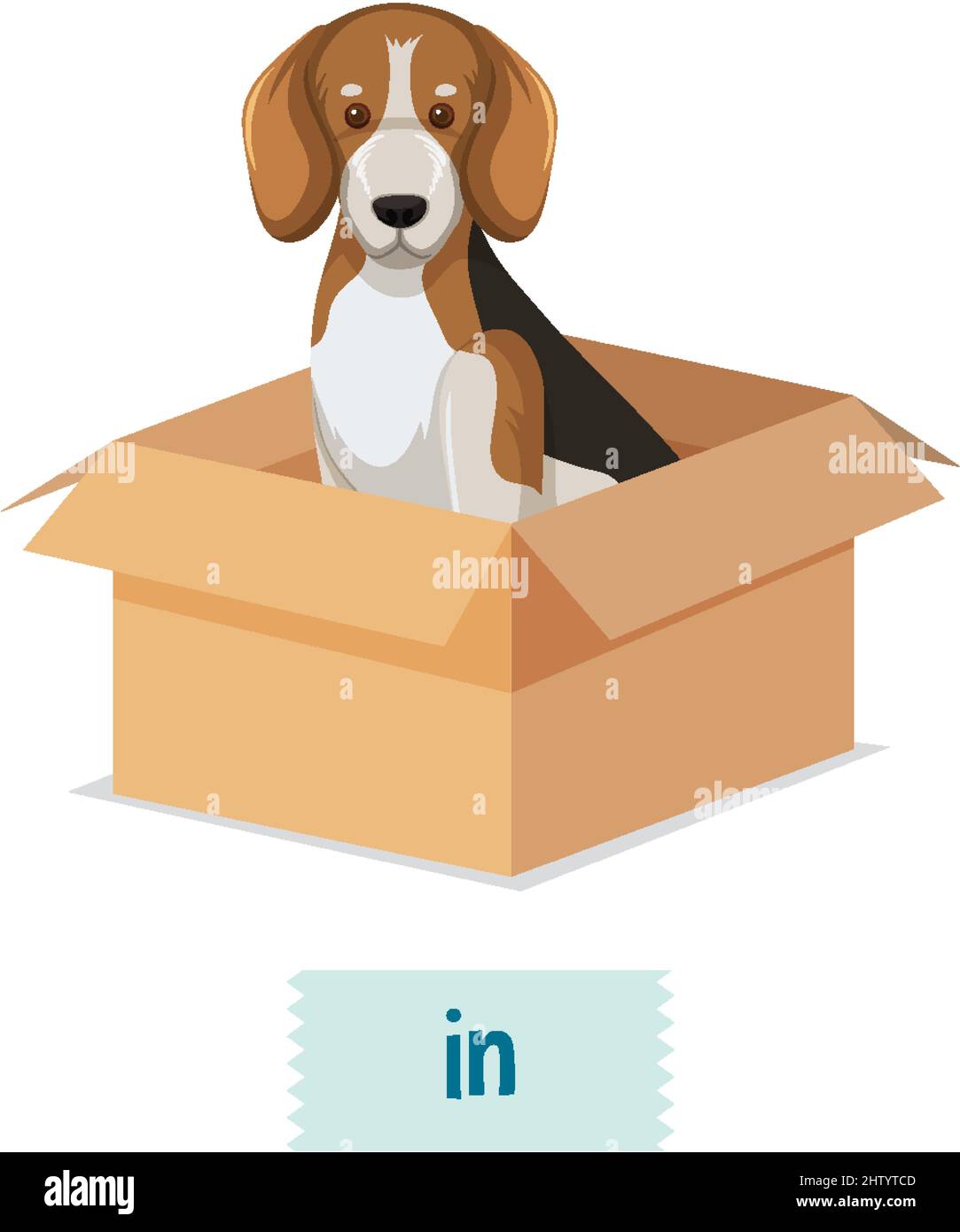 Preposition wordcard with dog in box illustration Stock Vector Image ...