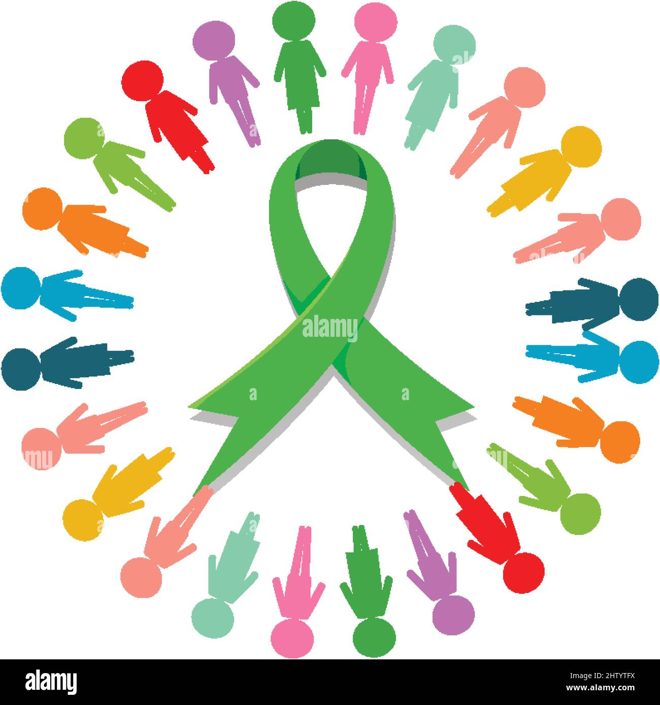 Human symbols surrounding the green ribbon illustration Stock Vector ...