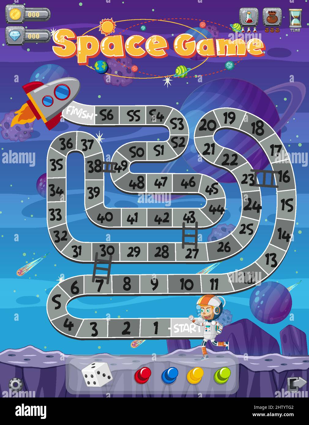 Space maze puzzle game template illustration Stock Vector Image & Art ...