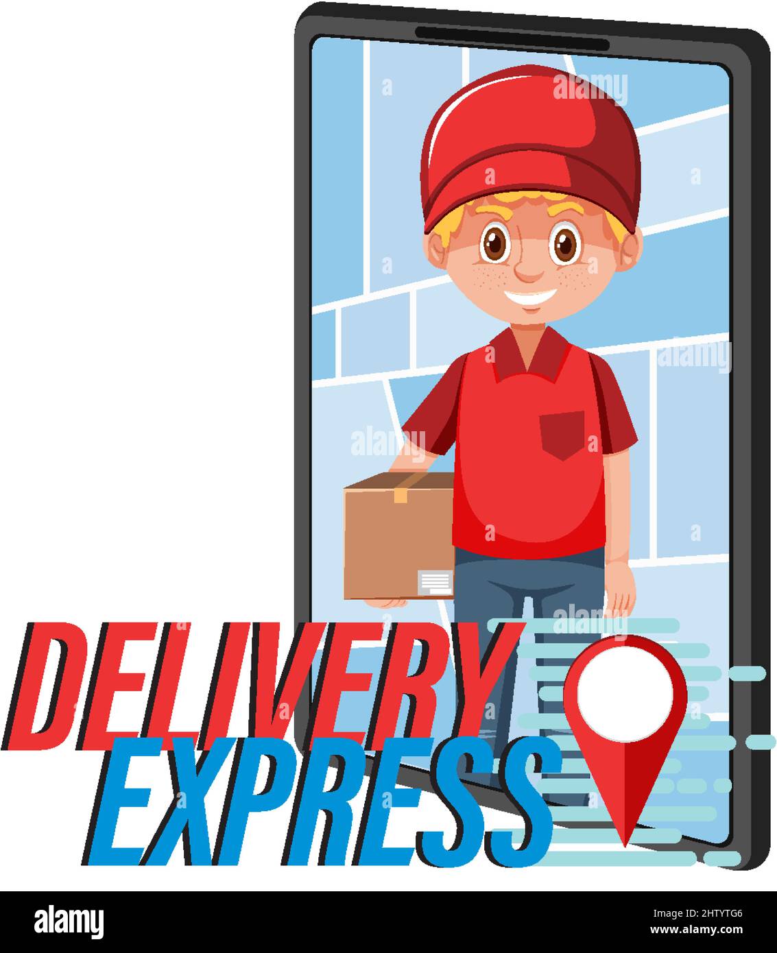 Delivery Express logotype with courier cartoon character illustration ...