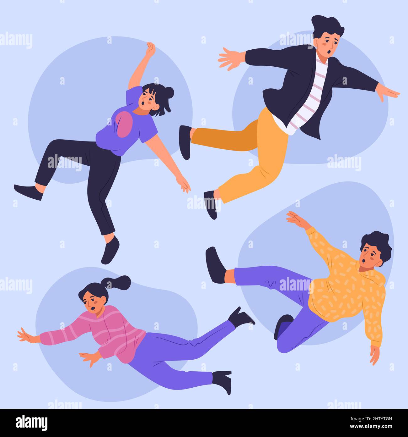 Hand drawn scared people falling collection Vector illustration Stock ...