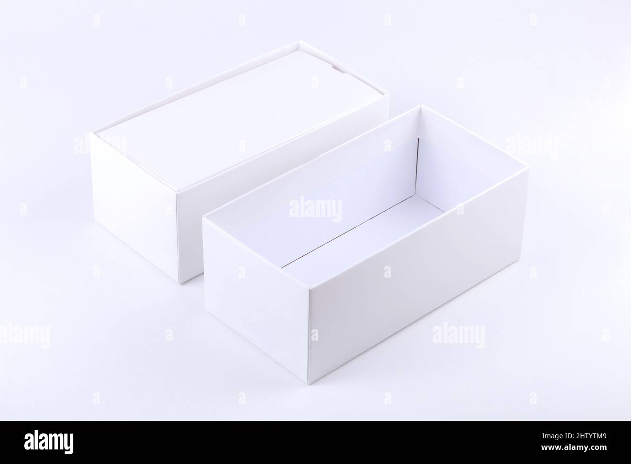 Simple blank white opened empty smartphone box premium quality paper ...
