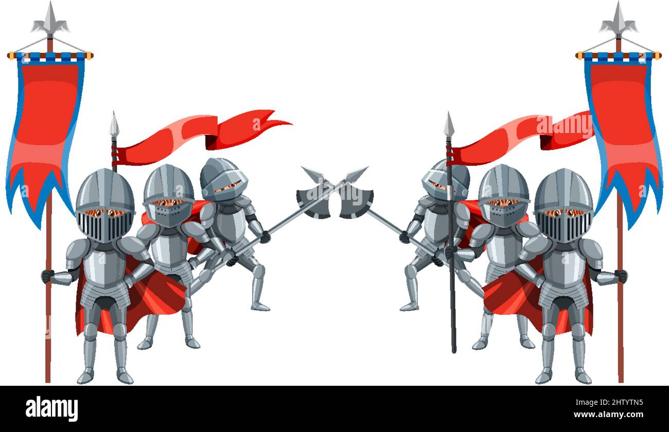 Army of medieval knights on white background illustration Stock Vector ...