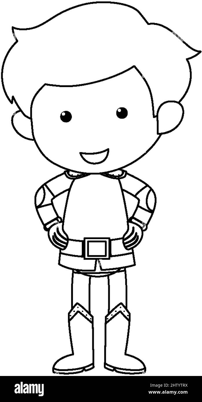 Cute prince doodle outline for colouring illustration Stock Vector ...