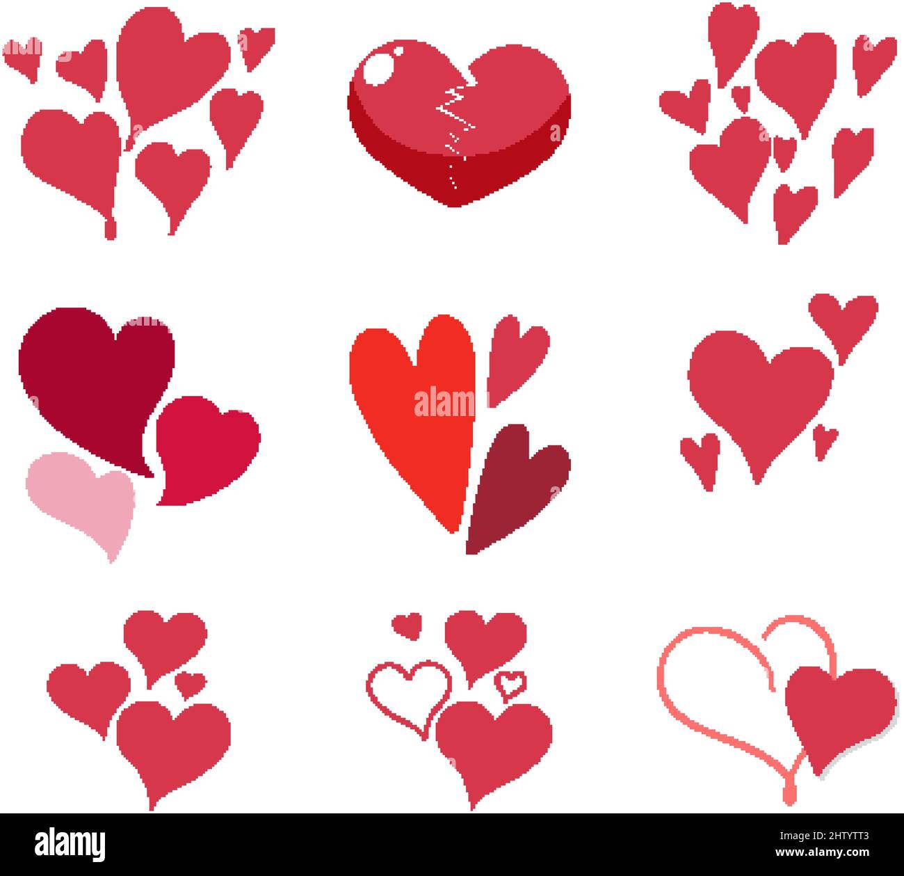 Set of different hearts on white background illustration Stock Vector ...