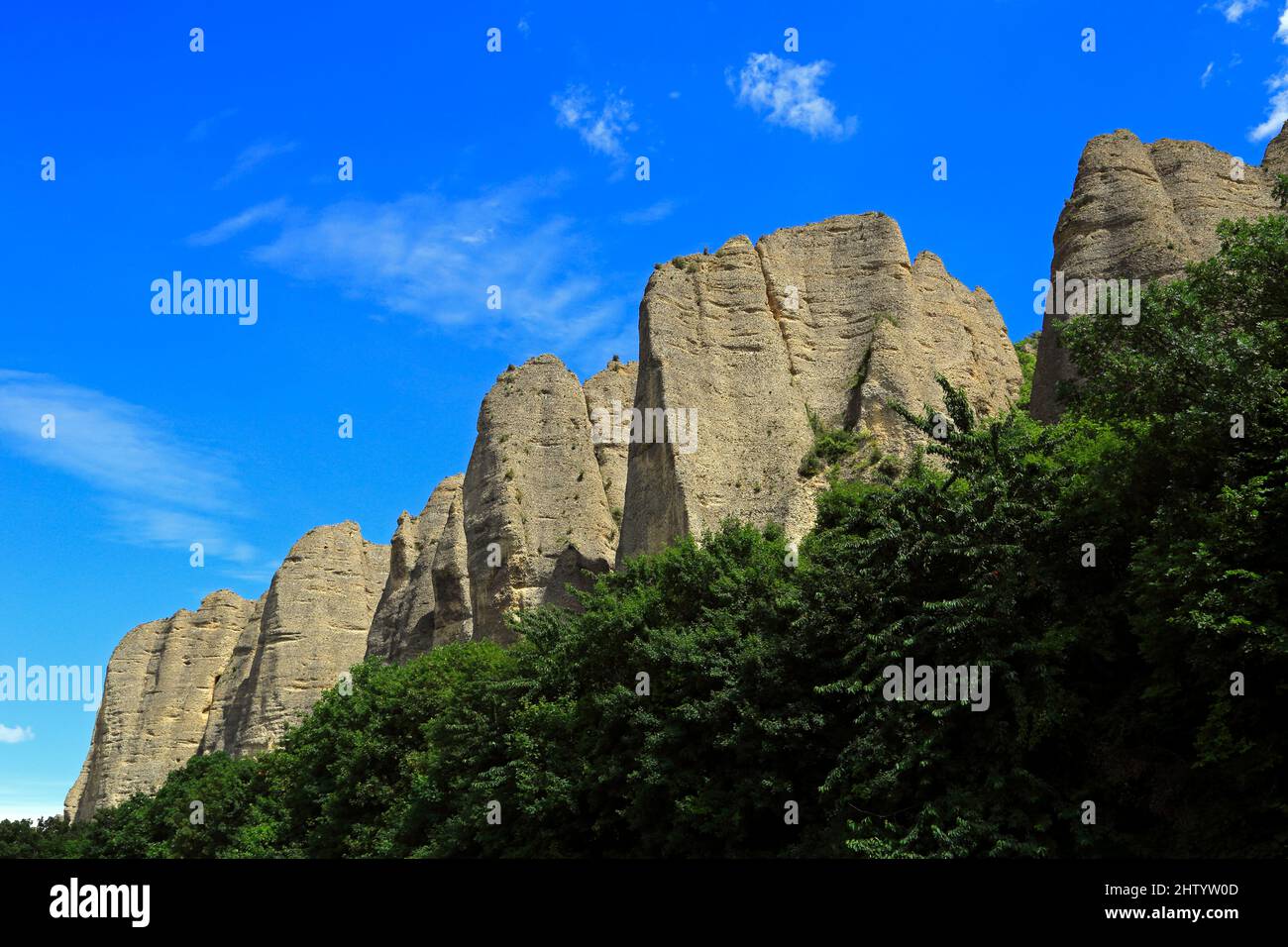 Geological formation known as the Penitents of Mees in the village ...