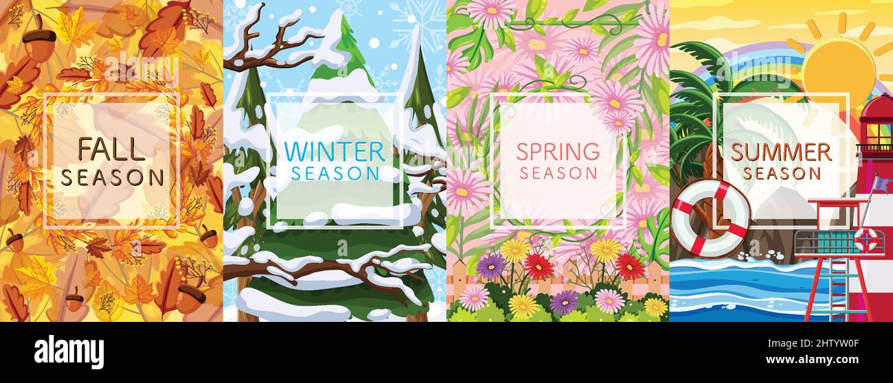 Set of four seasons backgrounds illustration Stock Vector Image & Art ...