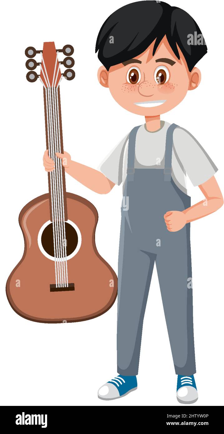 A male musician cartoon character on white background illustration ...