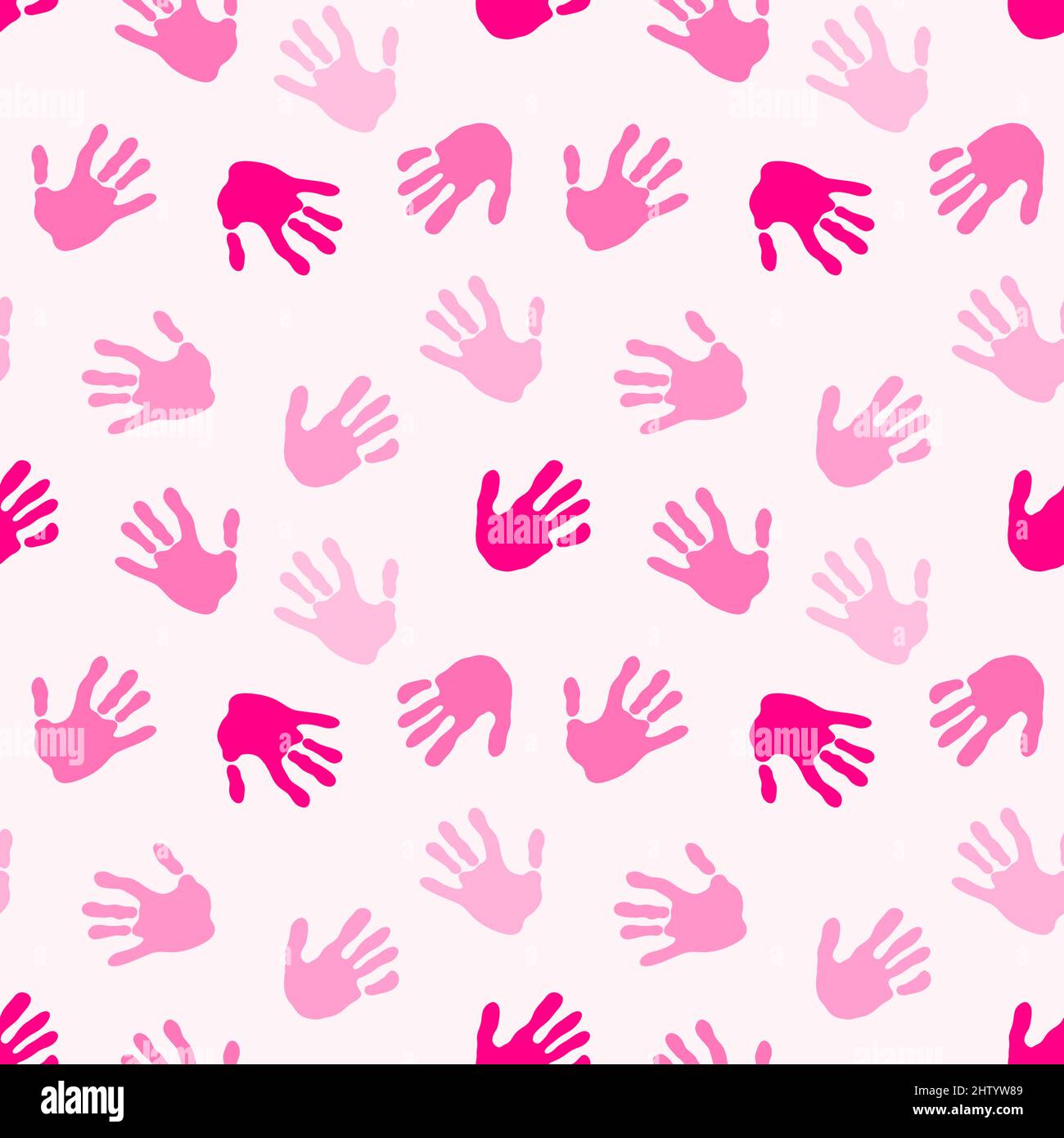 Seamless coloured handprint pattern for fabrics and packaging and gifts ...